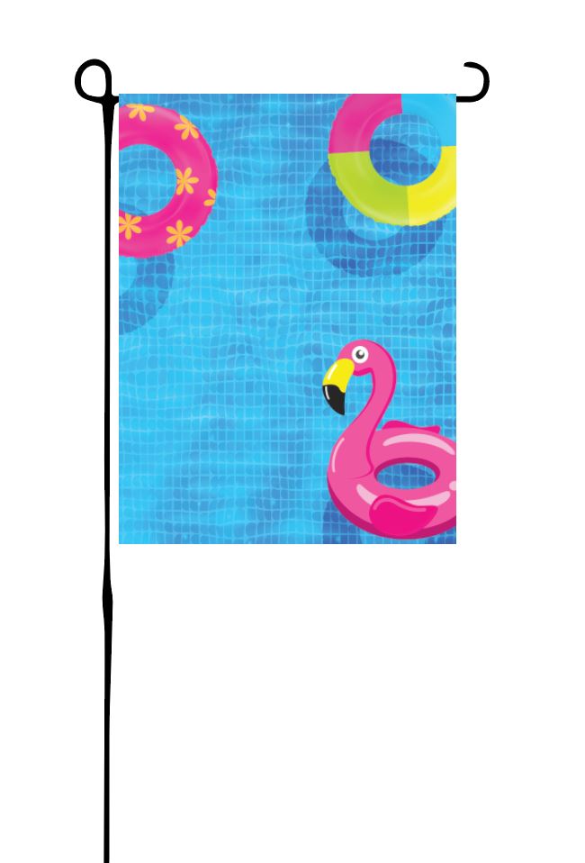 Pool with Floaties Garden Flag – Custom Designs by Natalie